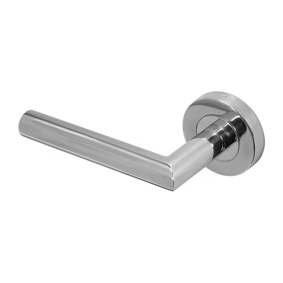 Mitre Lever Door Handle on Round Rose BLU KM060C 316 Stainless Steel ...