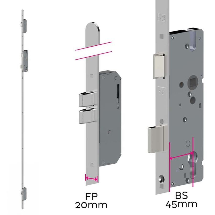 Heritage Key Operated Lock, 20mm Face Plate, 45mm Back Set, Radius Ends ...