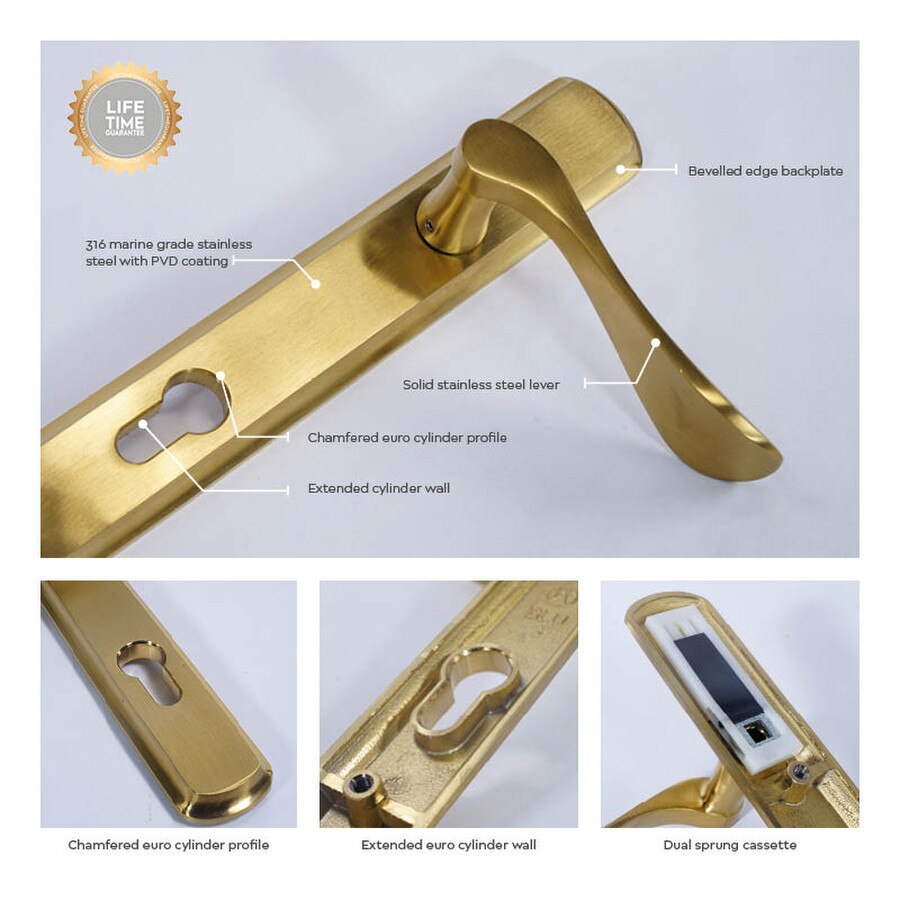 Regent Lever Handle on 092 Backplate, Left Hand, PVD Satin Brass Finish ...