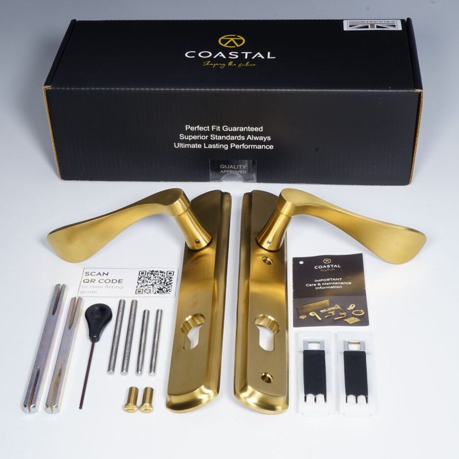 Regent Lever Handle on 092 Backplate, Right Hand, PVD Satin Brass ...