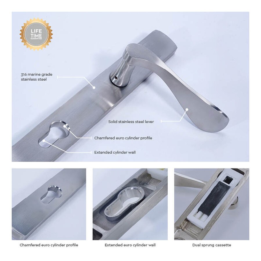 Regent Lever Handle on 095 Backplate, Left Hand, Satin Stainless Steel ...