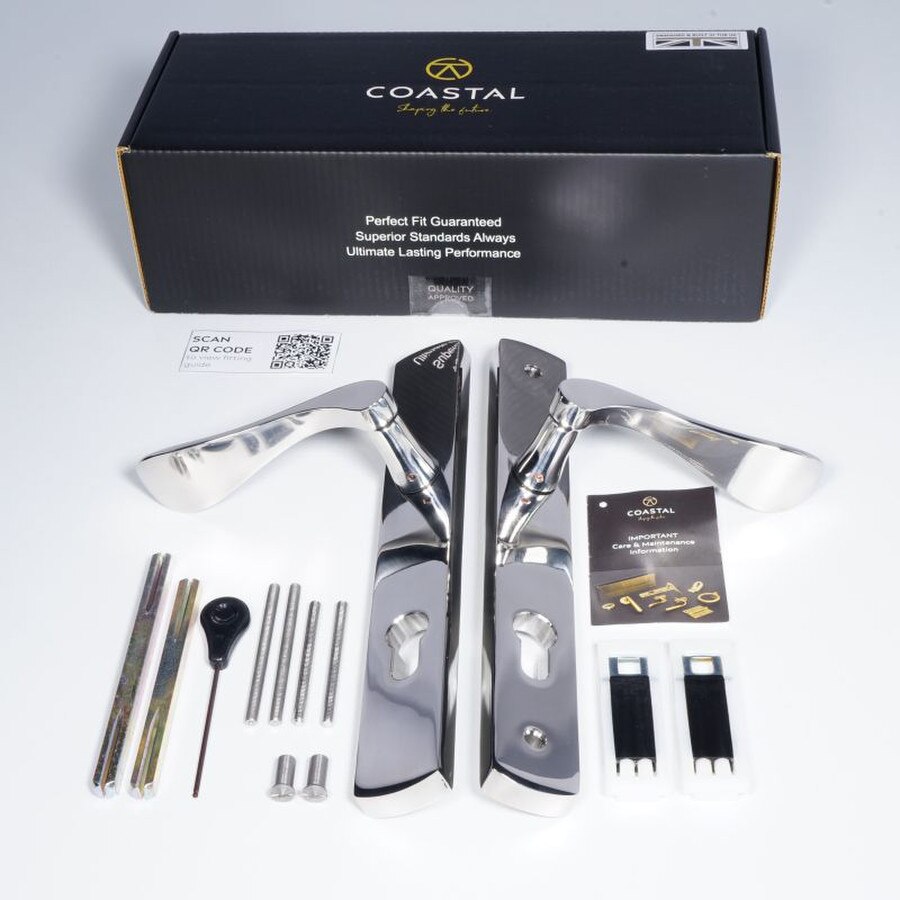 Regent Lever Handle on 095 Backplate, Right Hand, Polished Stainless ...