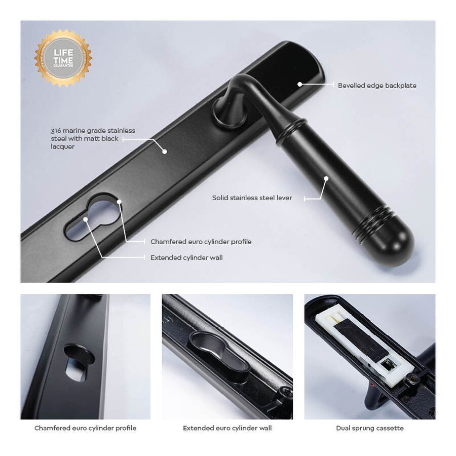 Opera Lever Handle on 092 Backplate, Matt Black Lacquer Finish ...