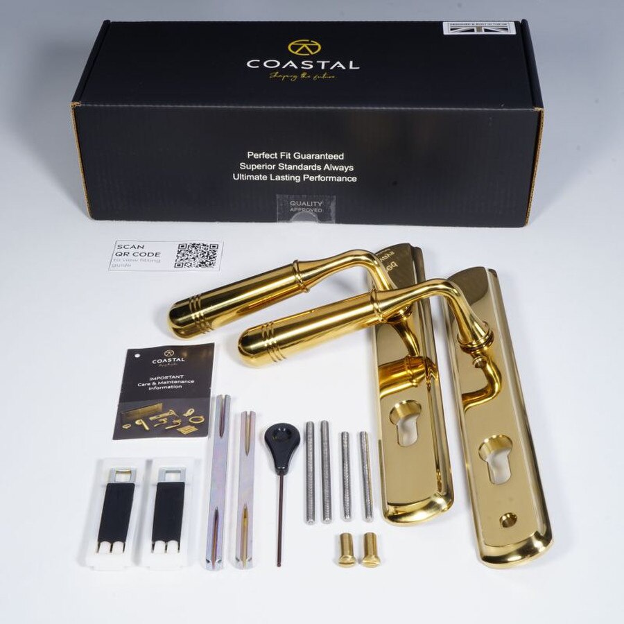 Opera Lever Handle on 092 Backplate, PVD Polished Brass Finish ...