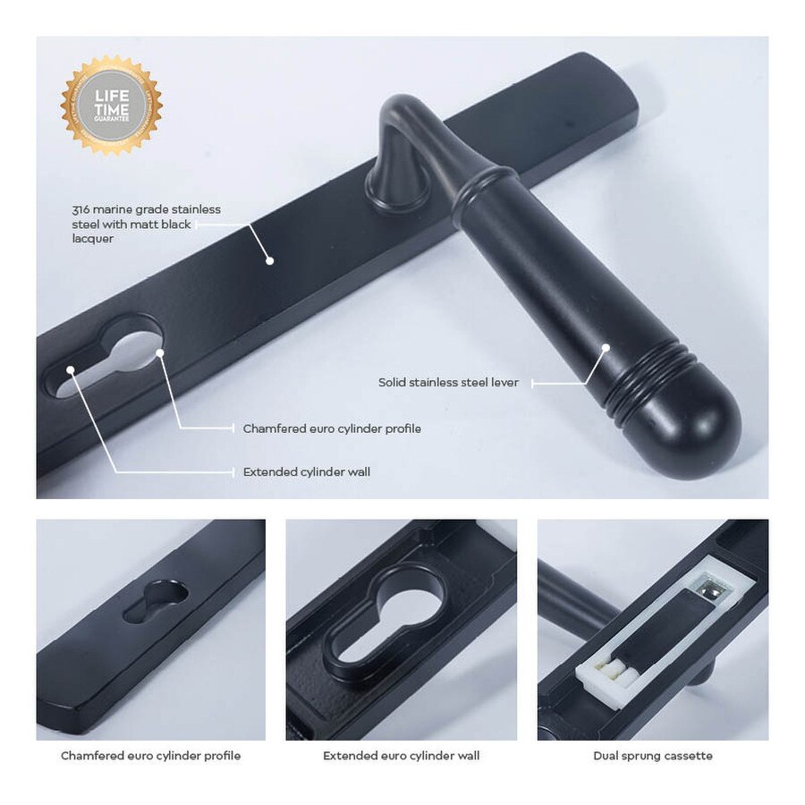 Opera Lever Handle TBH095, Matt Black Lacquer Finish | Coastal Group