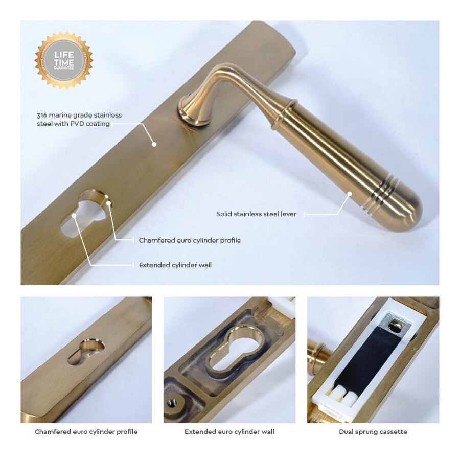 Opera Lever Handle TBH095, PVD Satin Brass Finish | Coastal Group