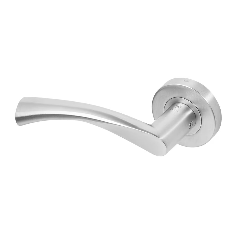 Wing Lever Door Handle on Round Rose BLU WH900 316 Satin Stainless ...